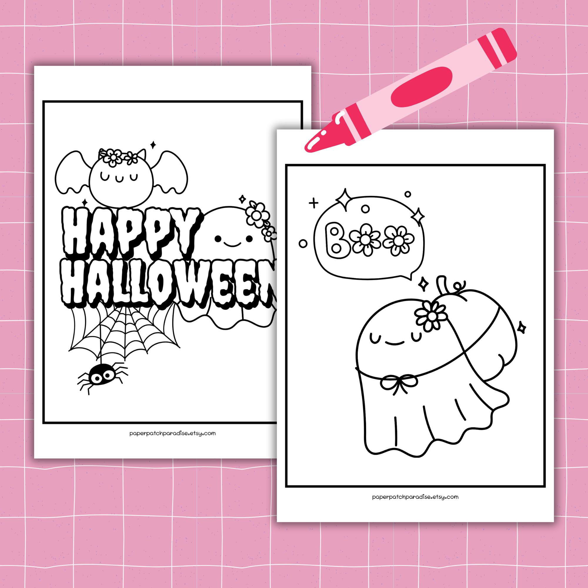 Bold and Easy Cute and Creepy Coloring Pages Printable Retro Halloween ...