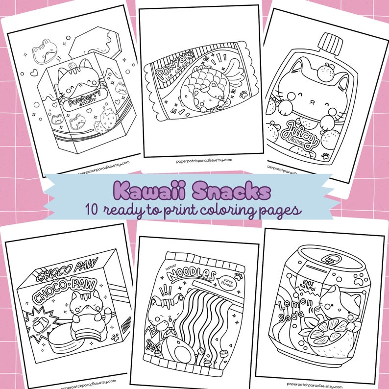 Food and Drinks Coloring Pages Printable Kawaii Snacks Coloring Sheets ...