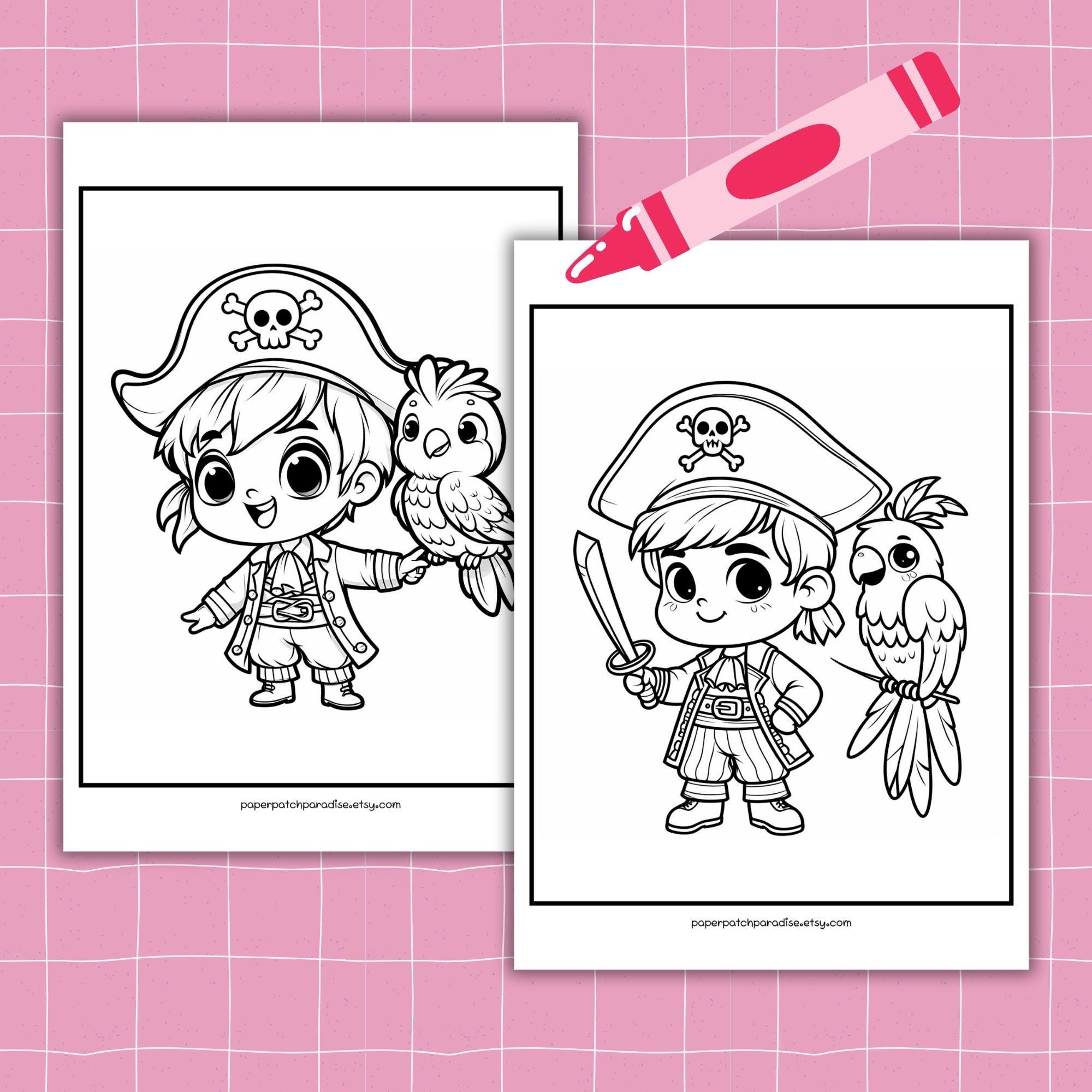 Pirate Coloring Pages Printable Kawaii Pirate Boy Coloring Sheet Ocean ...