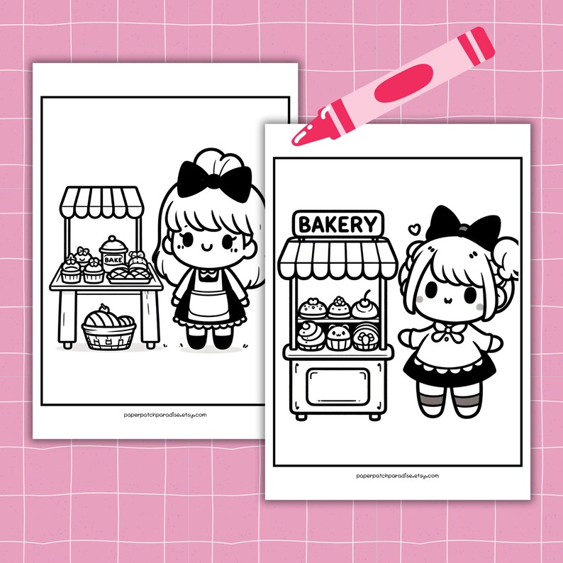Kawaii Baker Coloring Pages Printable Cute Bakery Coloring Sheets ...