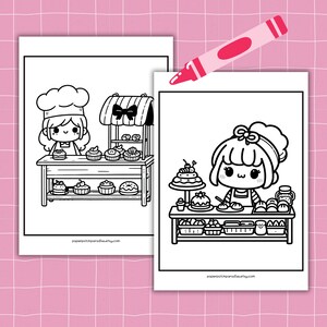 Kawaii Baker Coloring Pages Printable Cute Bakery Coloring Sheets ...