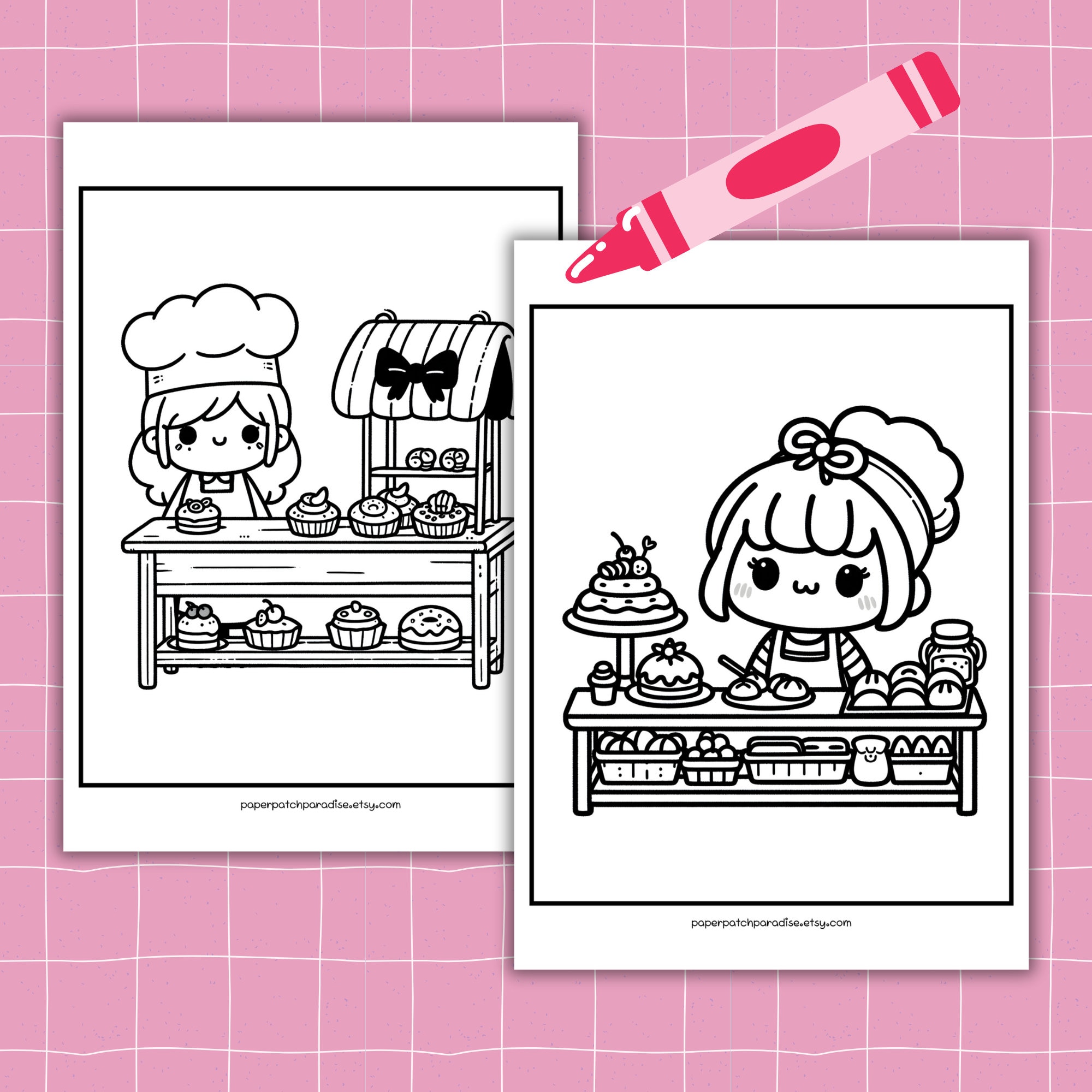 Kawaii Baker Coloring Pages Printable Cute Bakery Coloring Sheets ...