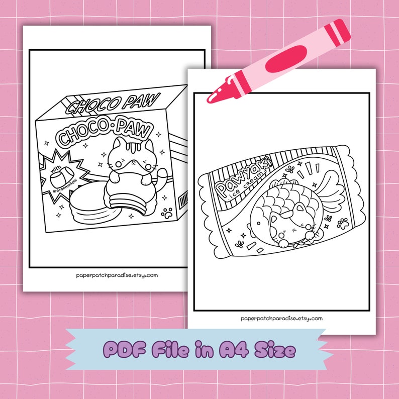 Food and Drinks Coloring Pages Printable Kawaii Snacks Coloring Sheets ...