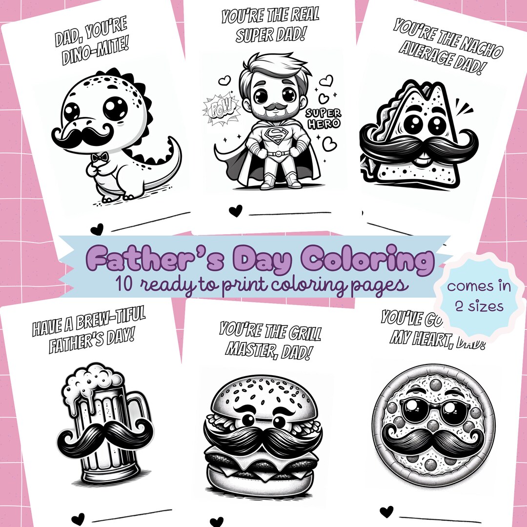 Fathers Day Coloring Card Printable Fathers Day Coloring Pages DIY Dad ...