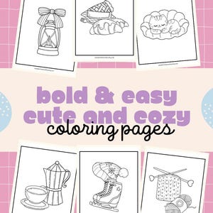 Bold and Easy Cute Cozy Coloring Pages Printable Stress Relief Coloring ...