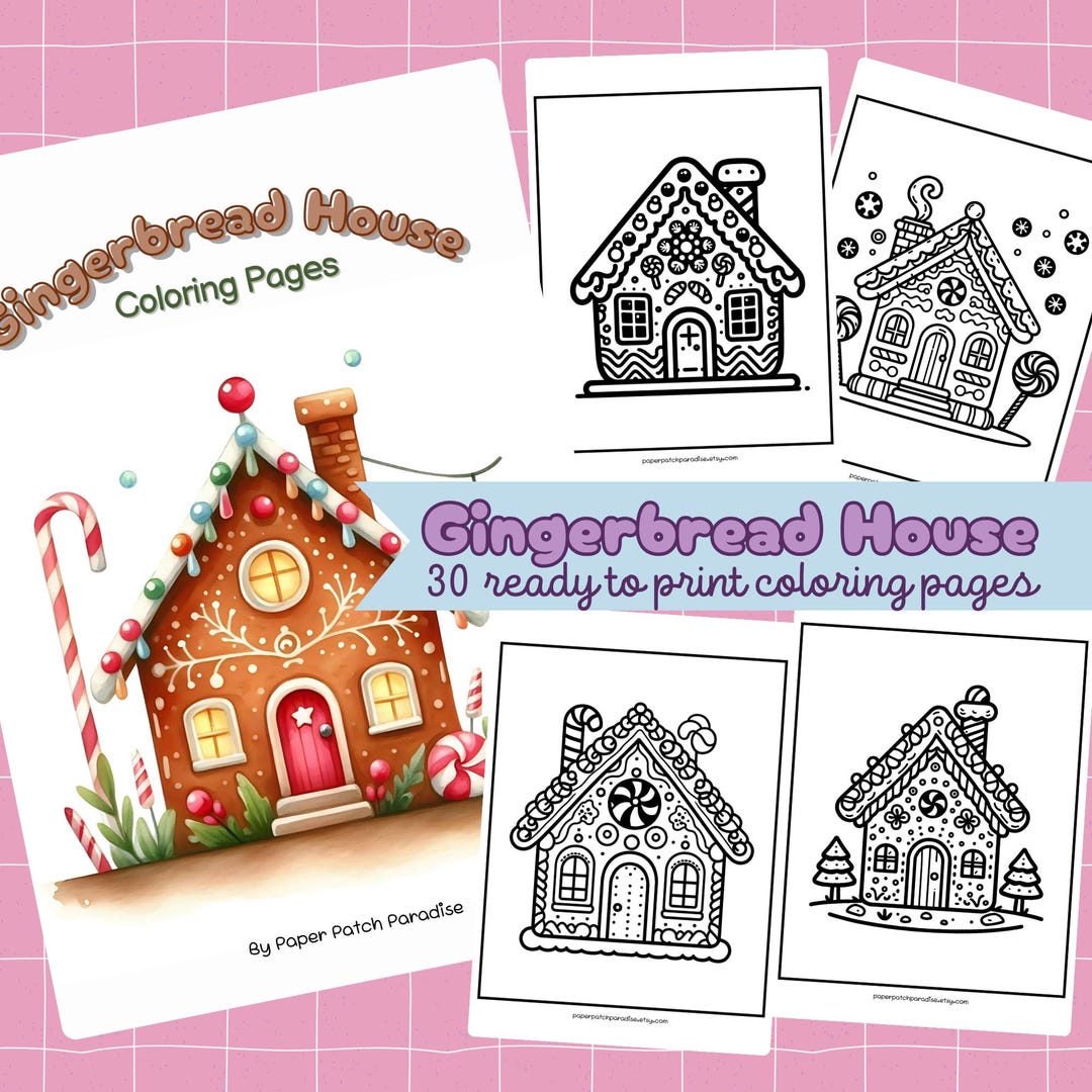 Gingerbread House Coloring Pages Printable Cute Christmas Coloring ...