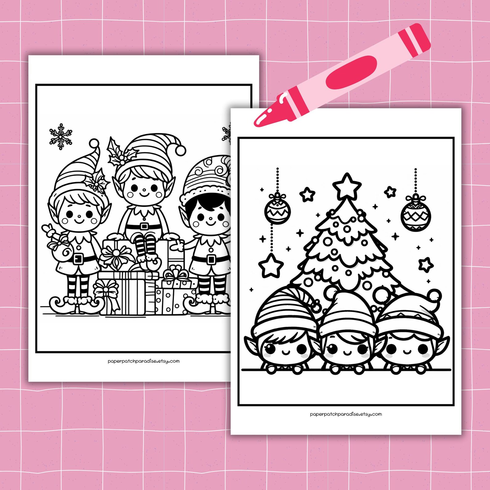 Santas Elves Coloring Pages Printable Cute Christmas Coloring Sheets ...