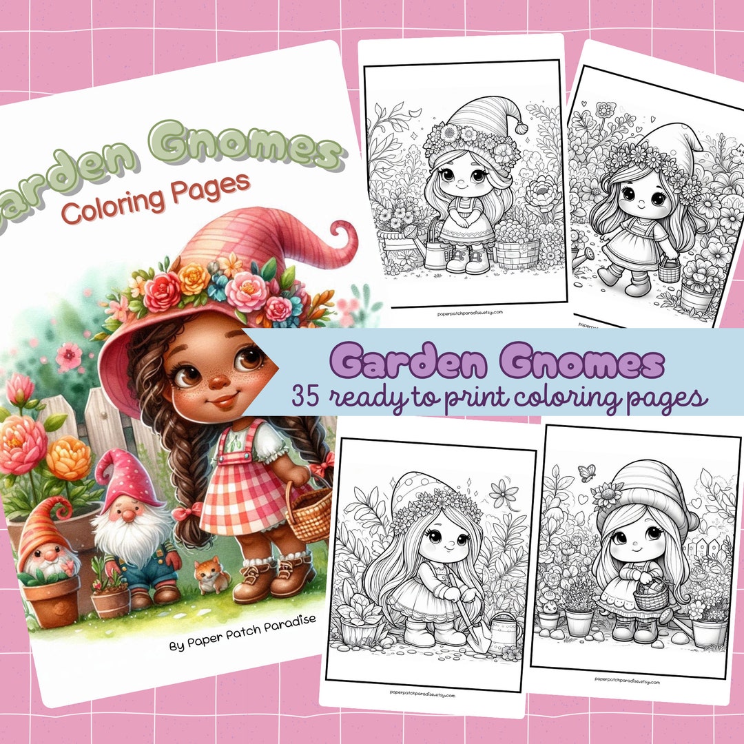 Garden Gnomes Coloring Pages Printable Enchanted Gnome Girl Coloring ...