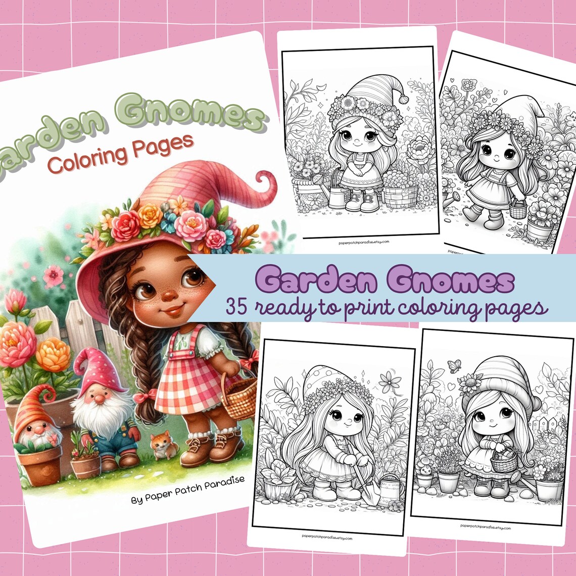 Garden Gnomes Coloring Pages Printable Enchanted Gnome Girl Coloring ...