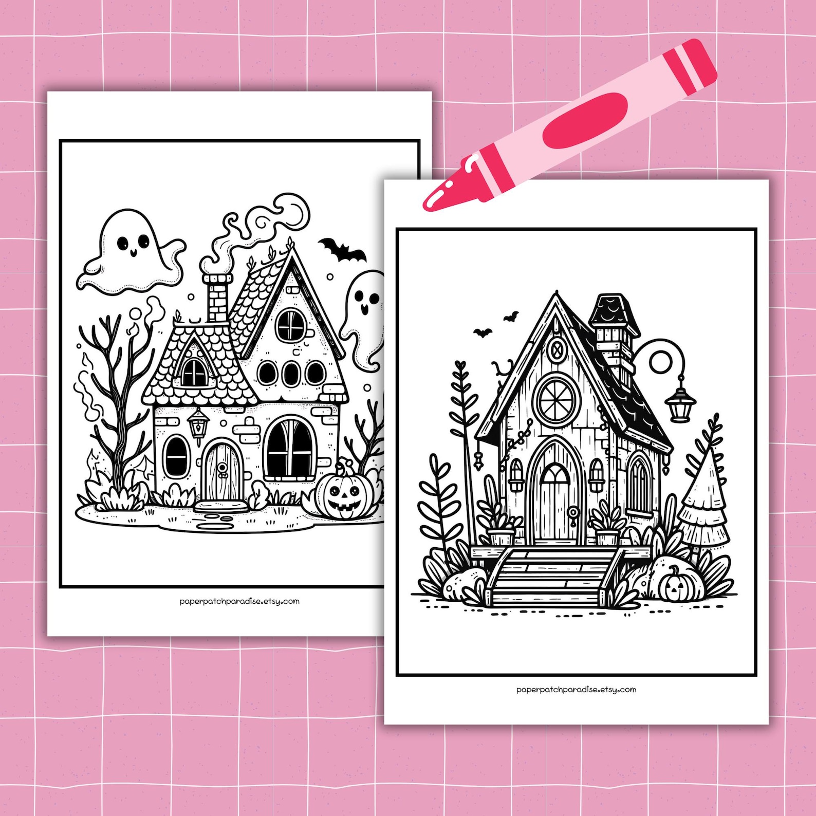 Cute Haunted House Coloring Pages Printable Spooky Ghost Coloring Book ...