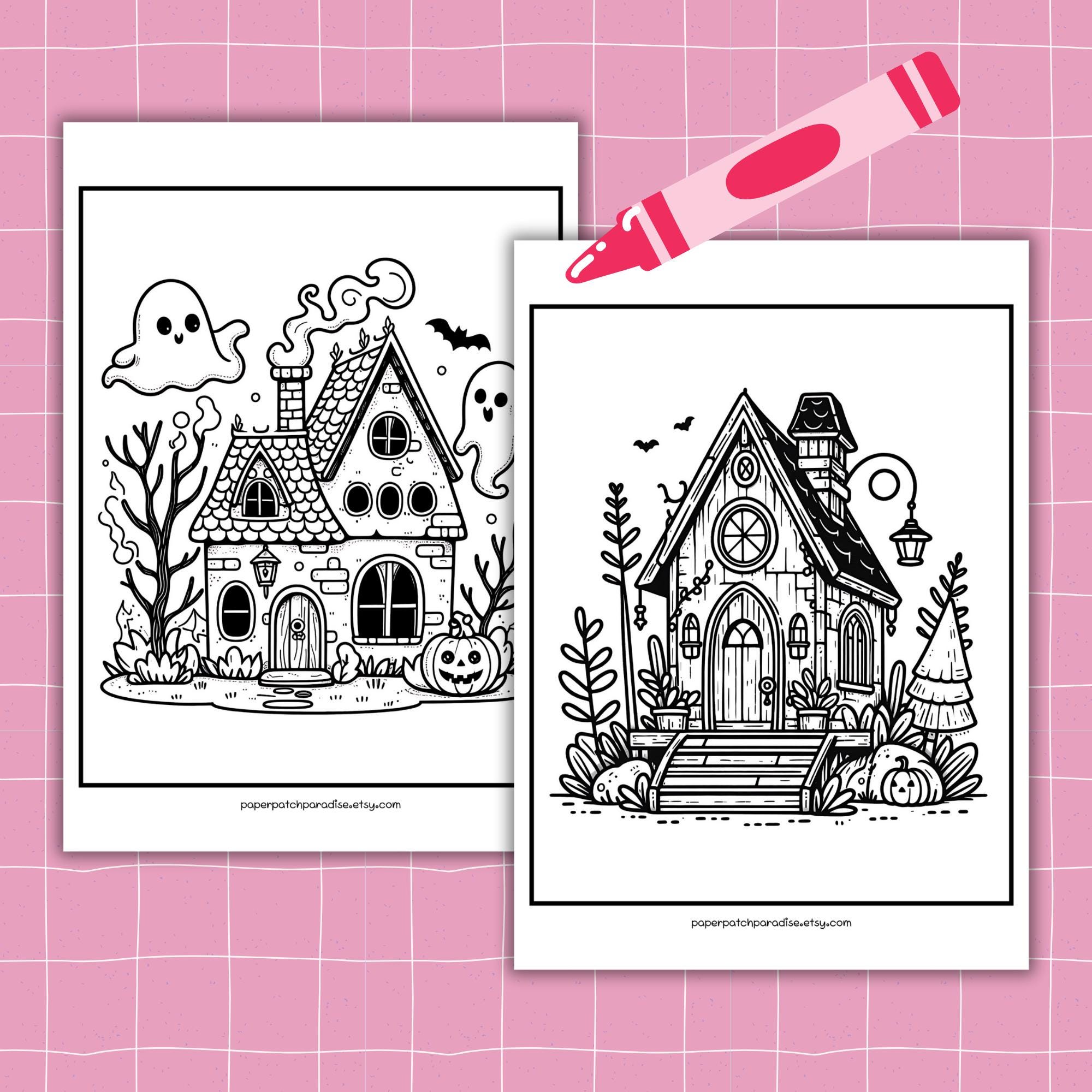 Cute Haunted House Coloring Pages Printable Spooky Ghost Coloring Book ...