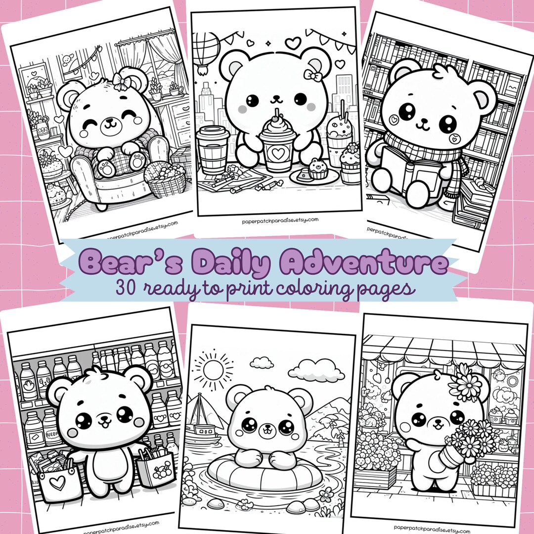 Kawaii Bear Coloring Pages Printable Cute Bear Coloring Sheets Animals ...