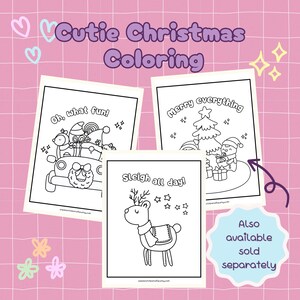 Kawaii Christmas Coloring Pages Printable Cute Animals Coloring Sheets ...