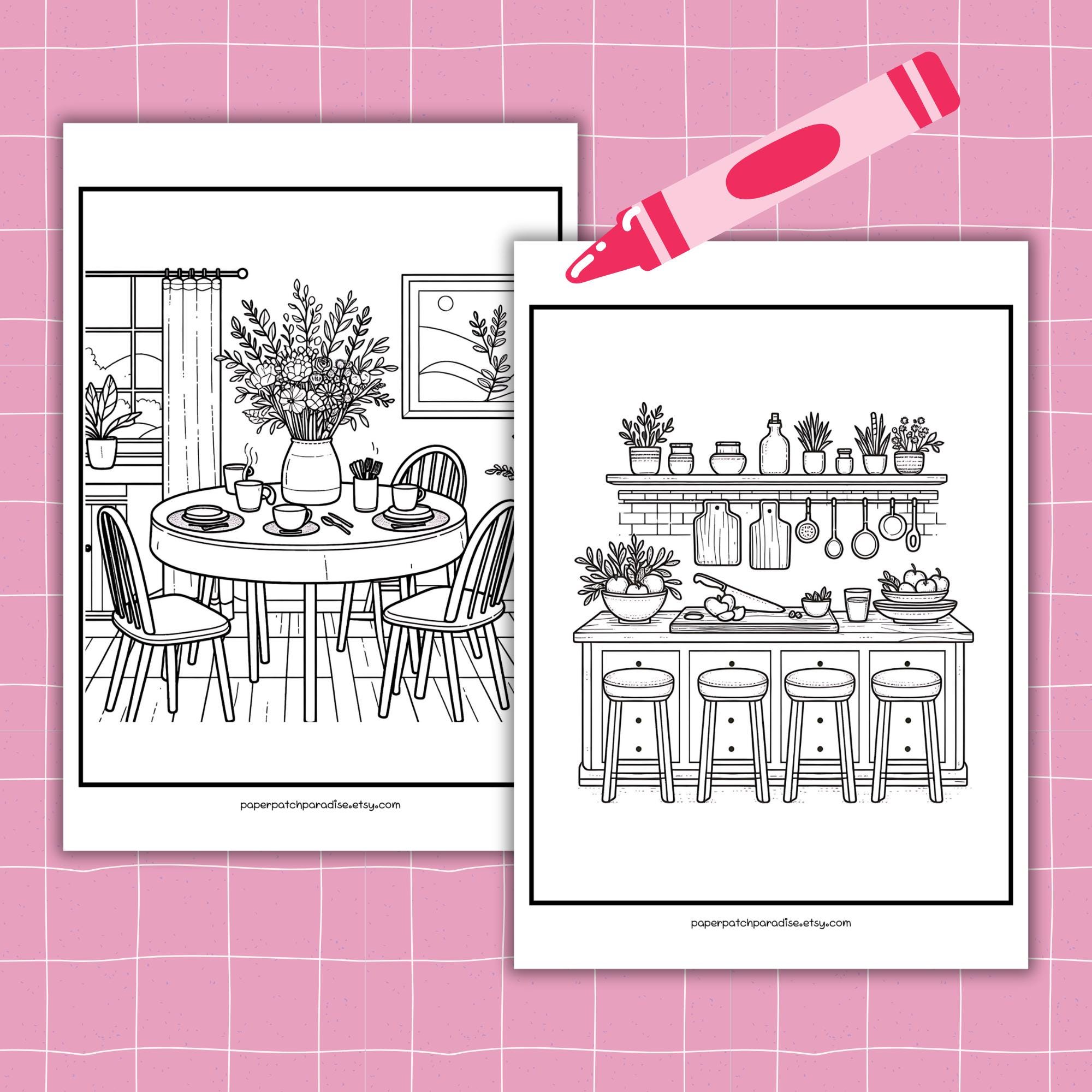 Cozy Kitchen Coloring Pages Printable Home Interior Coloring Sheets ...