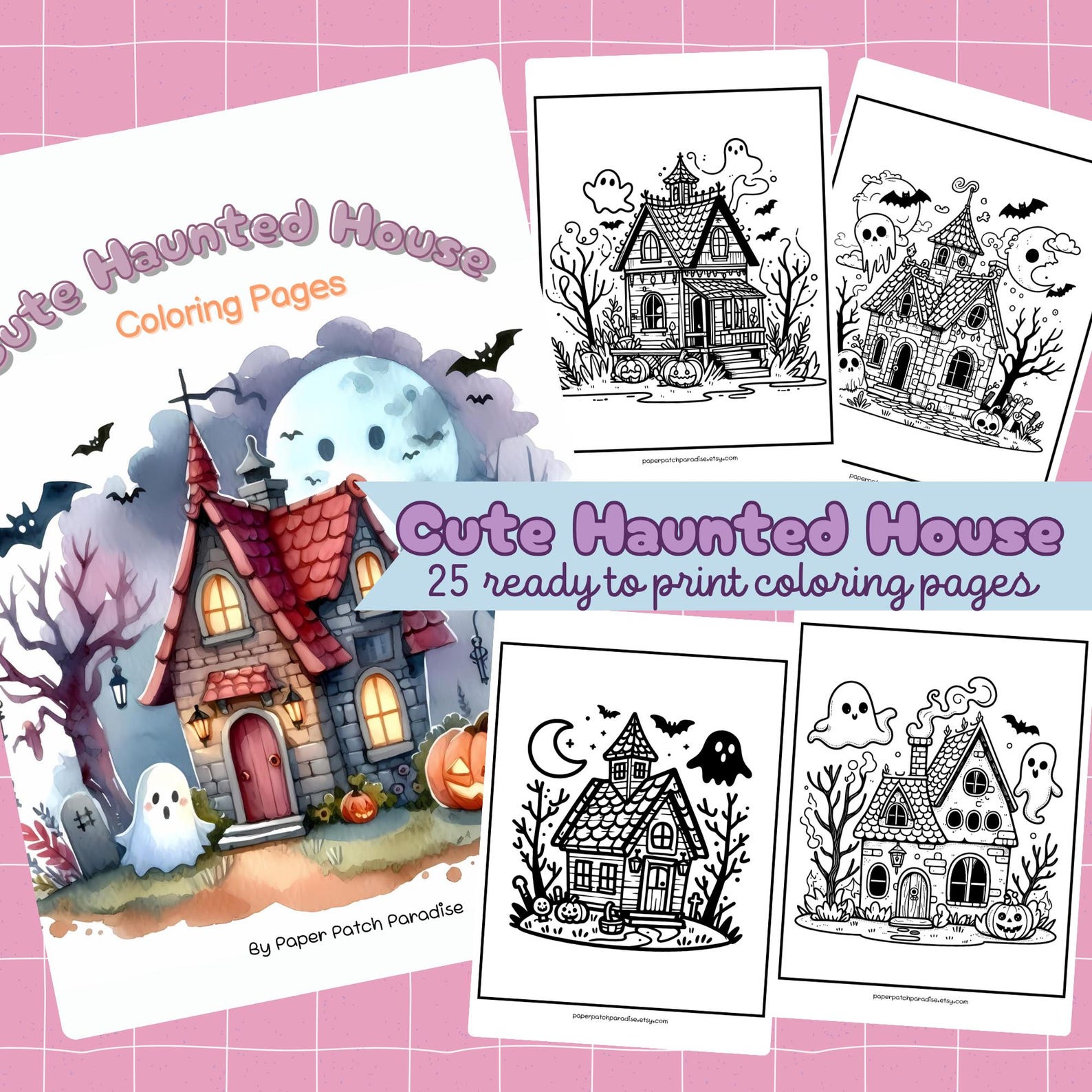 Cute Haunted House Coloring Pages Printable Spooky Ghost Coloring Book ...
