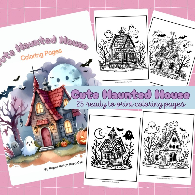 Cute Haunted House Coloring Pages Printable Spooky Ghost Coloring Book ...