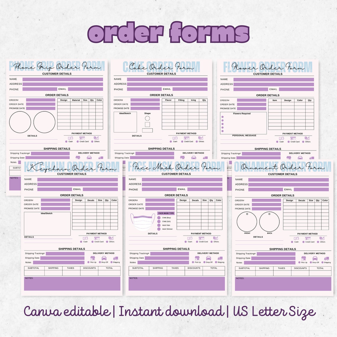 Order Form Bundle Template Printable Small Business Forms Canva ...
