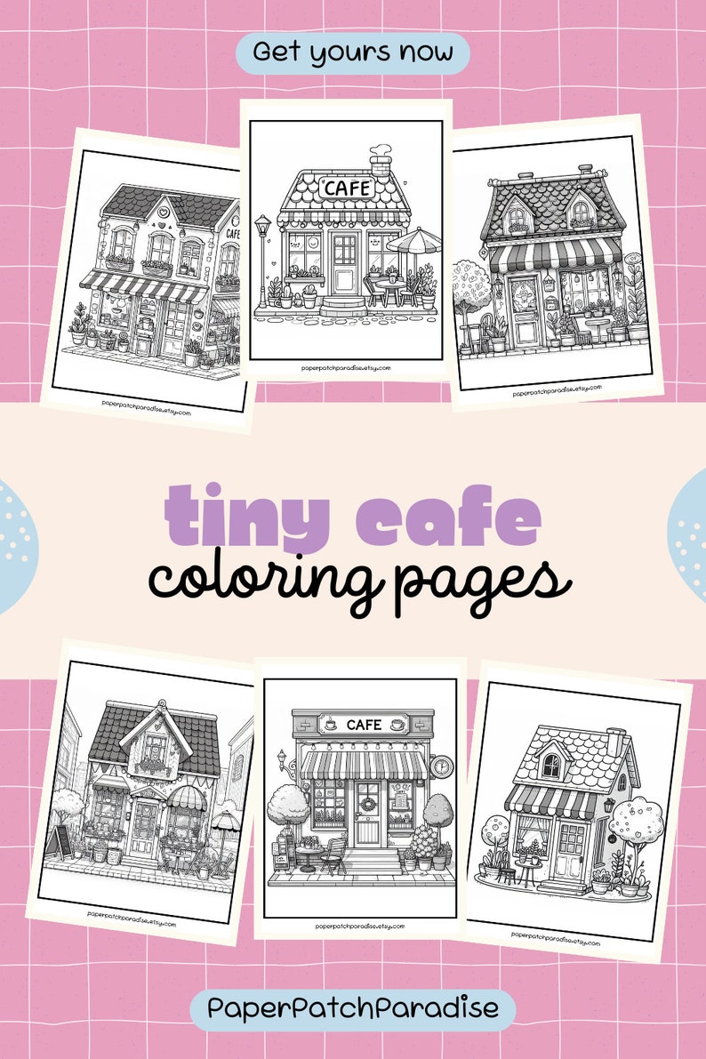 Tiny Cafe Coloring Pages Printable Cute Storefront Coloring Sheets ...