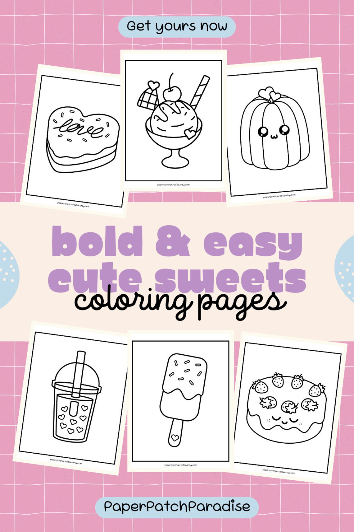 Bold and Easy Food and Drink Coloring Pages Printable Kawaii Sweets ...