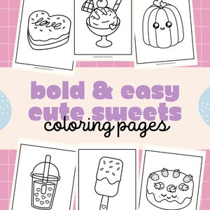 Bold and Easy Food and Drink Coloring Pages Printable Kawaii Sweets ...