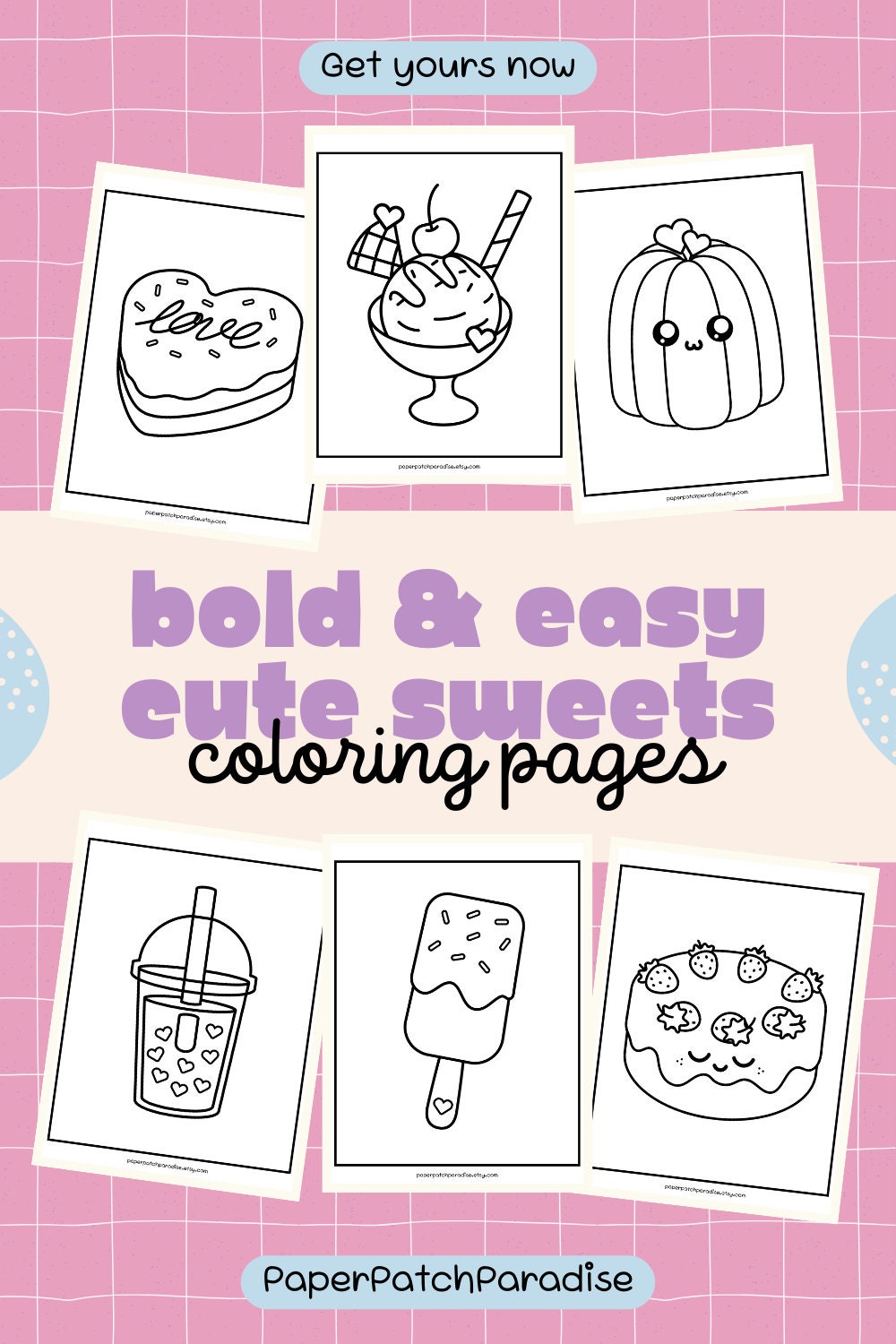Bold and Easy Food and Drink Coloring Pages Printable Kawaii Sweets ...