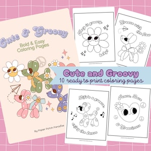 Bold and Easy Cute and Groovy Coloring Pages Printable Retro Coloring ...