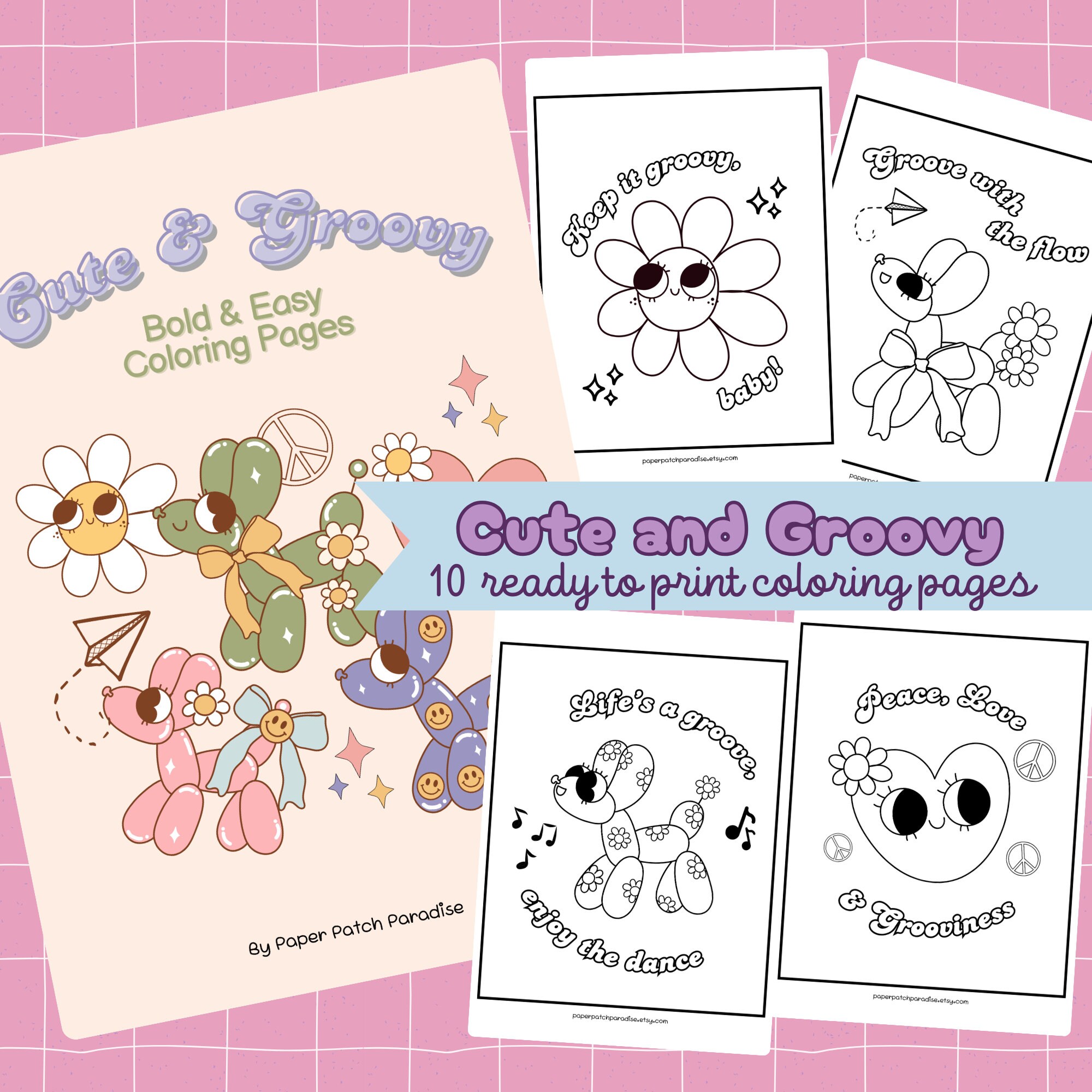 Bold and Easy Cute and Groovy Coloring Pages Printable Retro Coloring ...