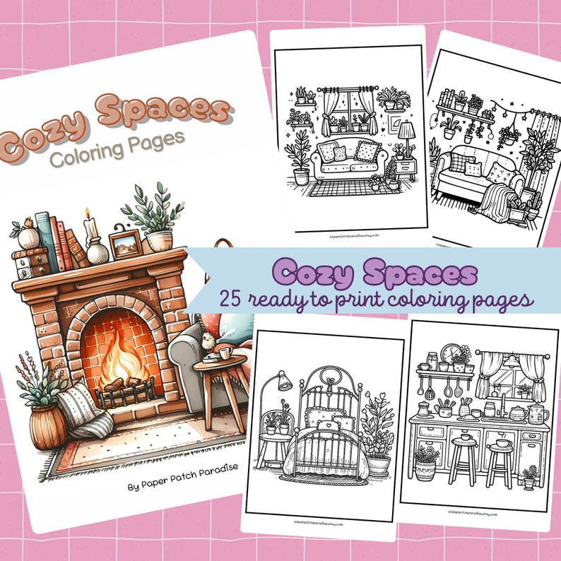 Cozy Spaces Coloring Pages Printable Home Interior Coloring Sheets Kids ...
