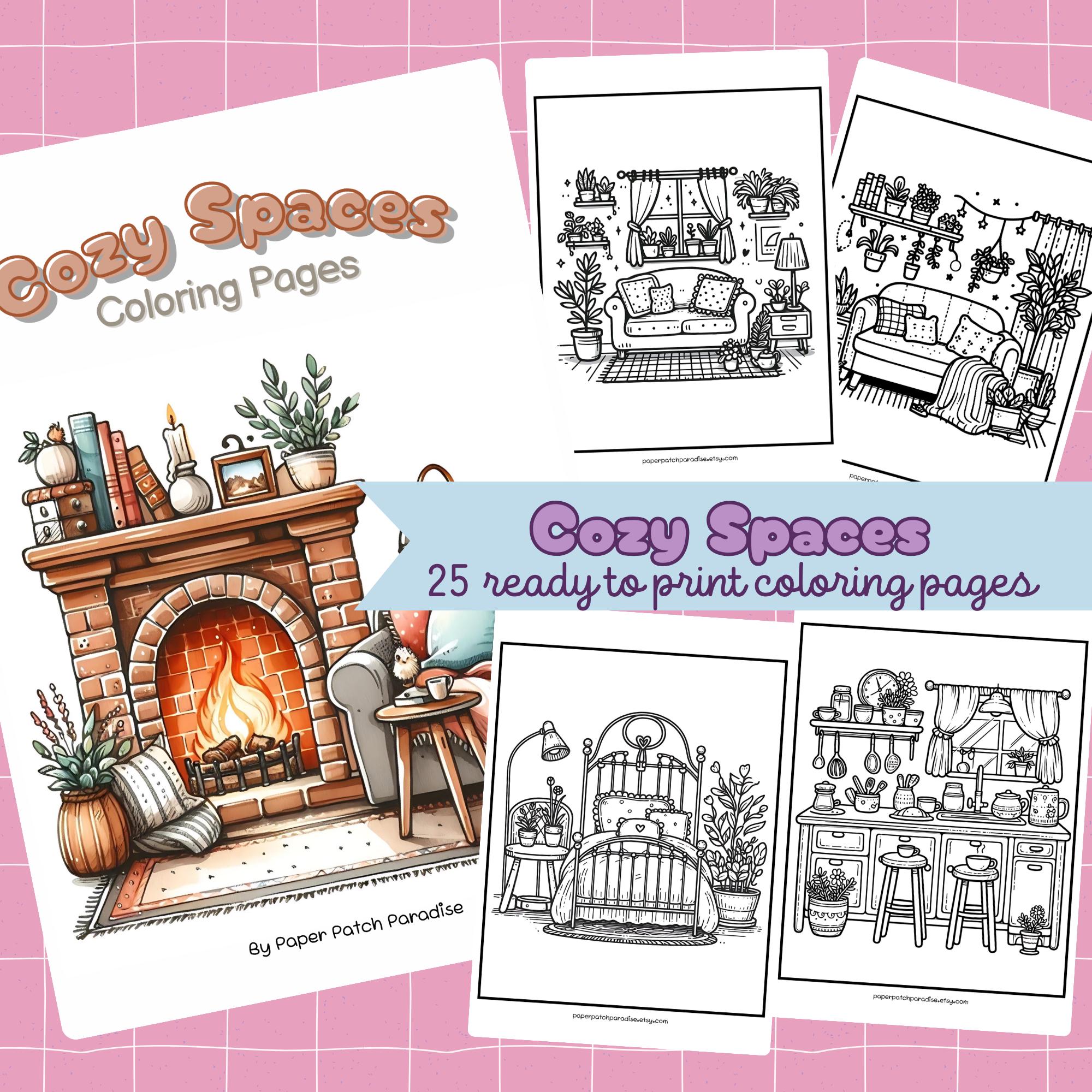 Cozy Spaces Coloring Pages Printable Home Interior Coloring Sheets Kids ...
