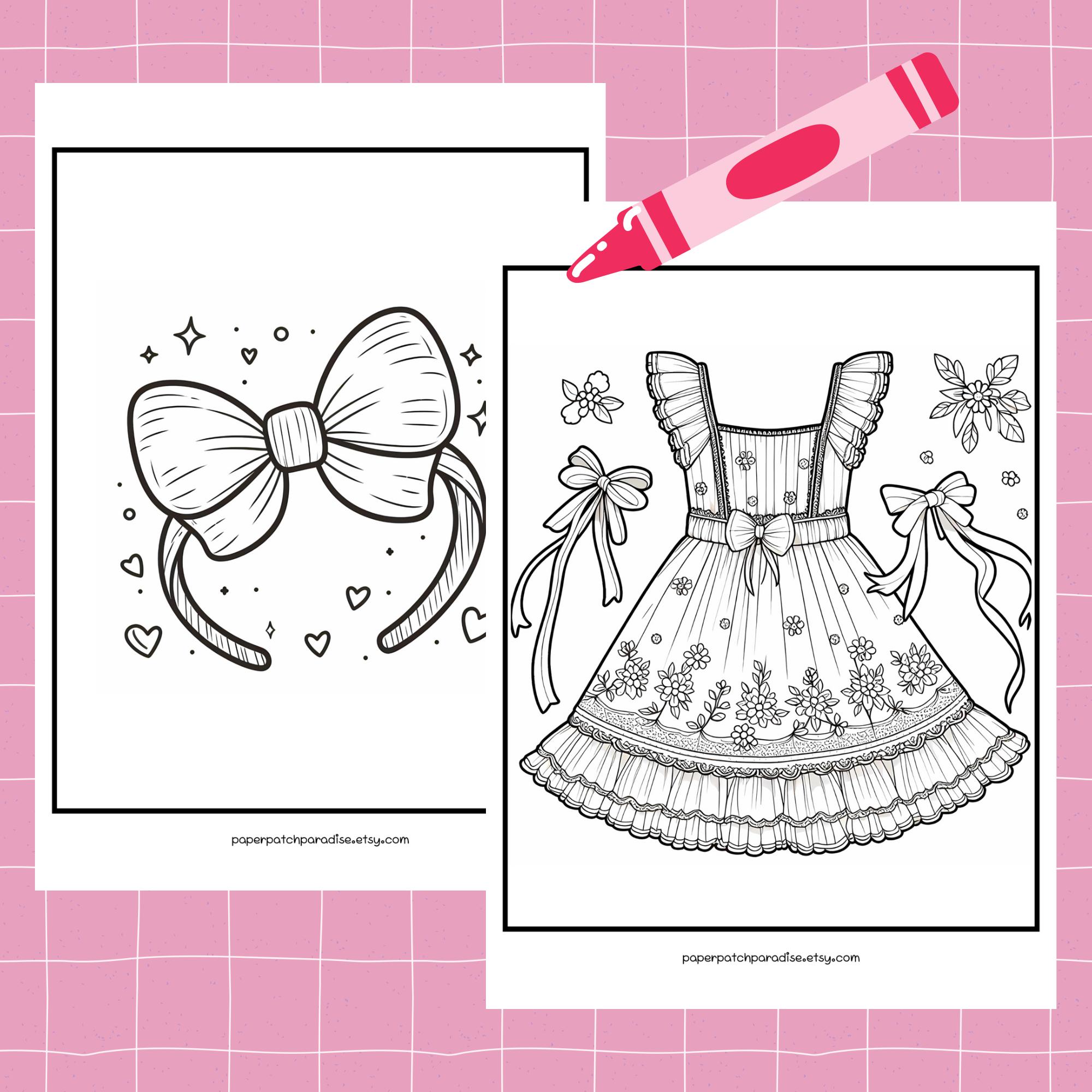 Cutie Fashion Coloring Pages Printable Coquette Girly Coloring Sheets ...