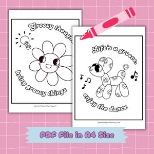 Bold and Easy Cute and Groovy Coloring Pages Printable Retro Coloring ...