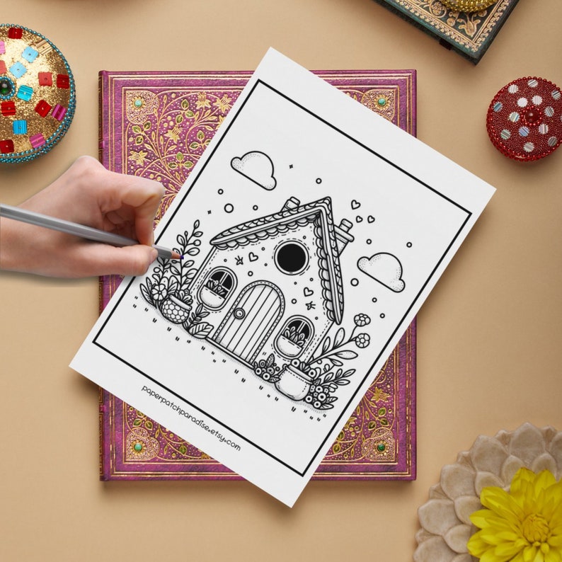 Pocket House Coloring Pages Printable Cute Tiny House Coloring Sheets ...
