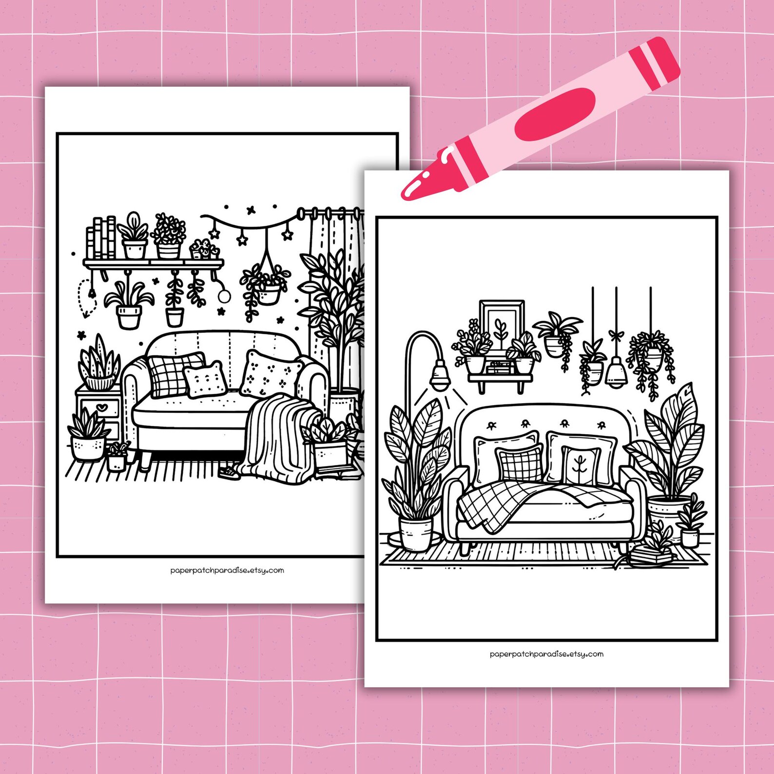 Cozy Spaces Coloring Pages Printable Home Interior Coloring Sheets Kids ...