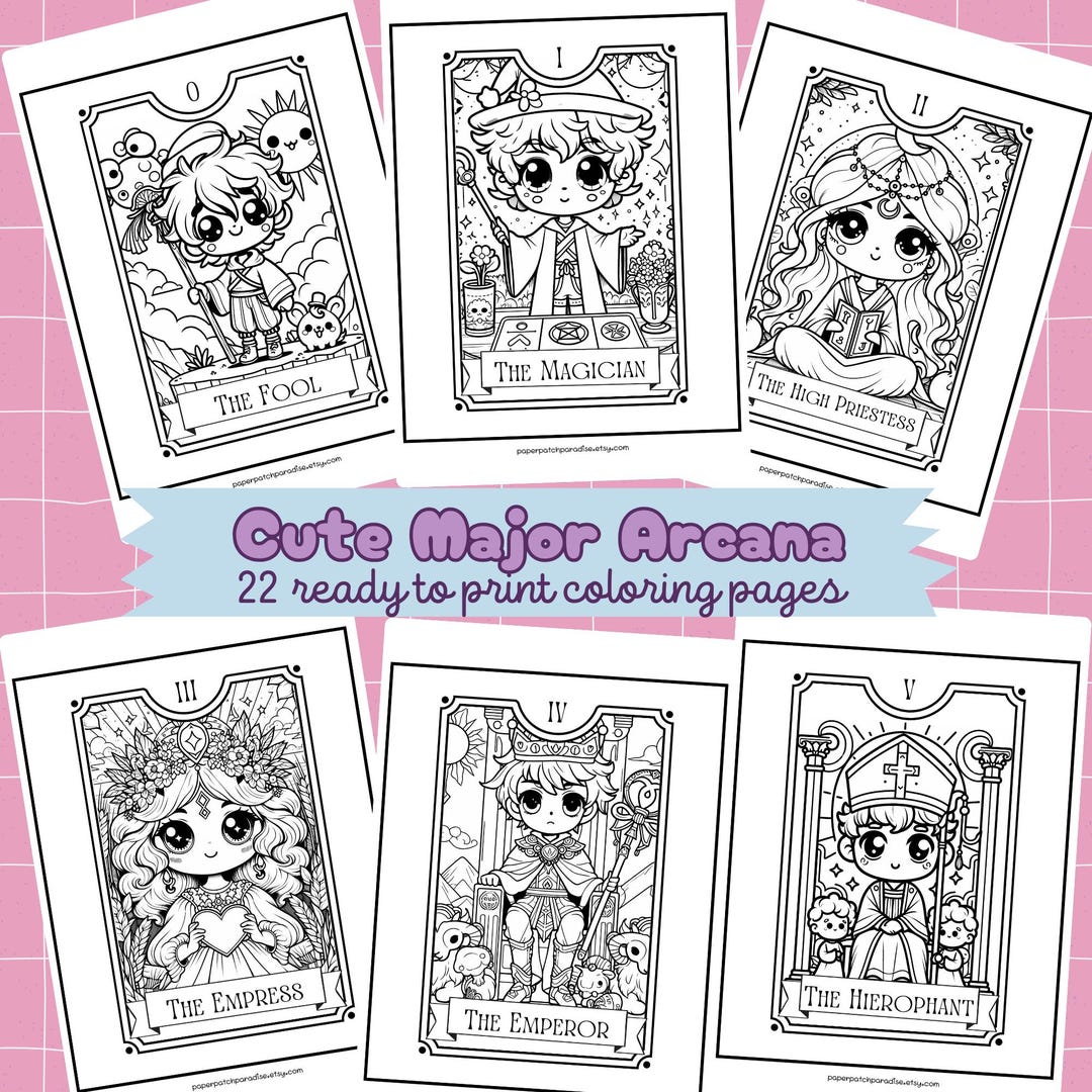 Tarot Card Coloring Pages Printable Kawaii Major Arcana Coloring Sheets ...