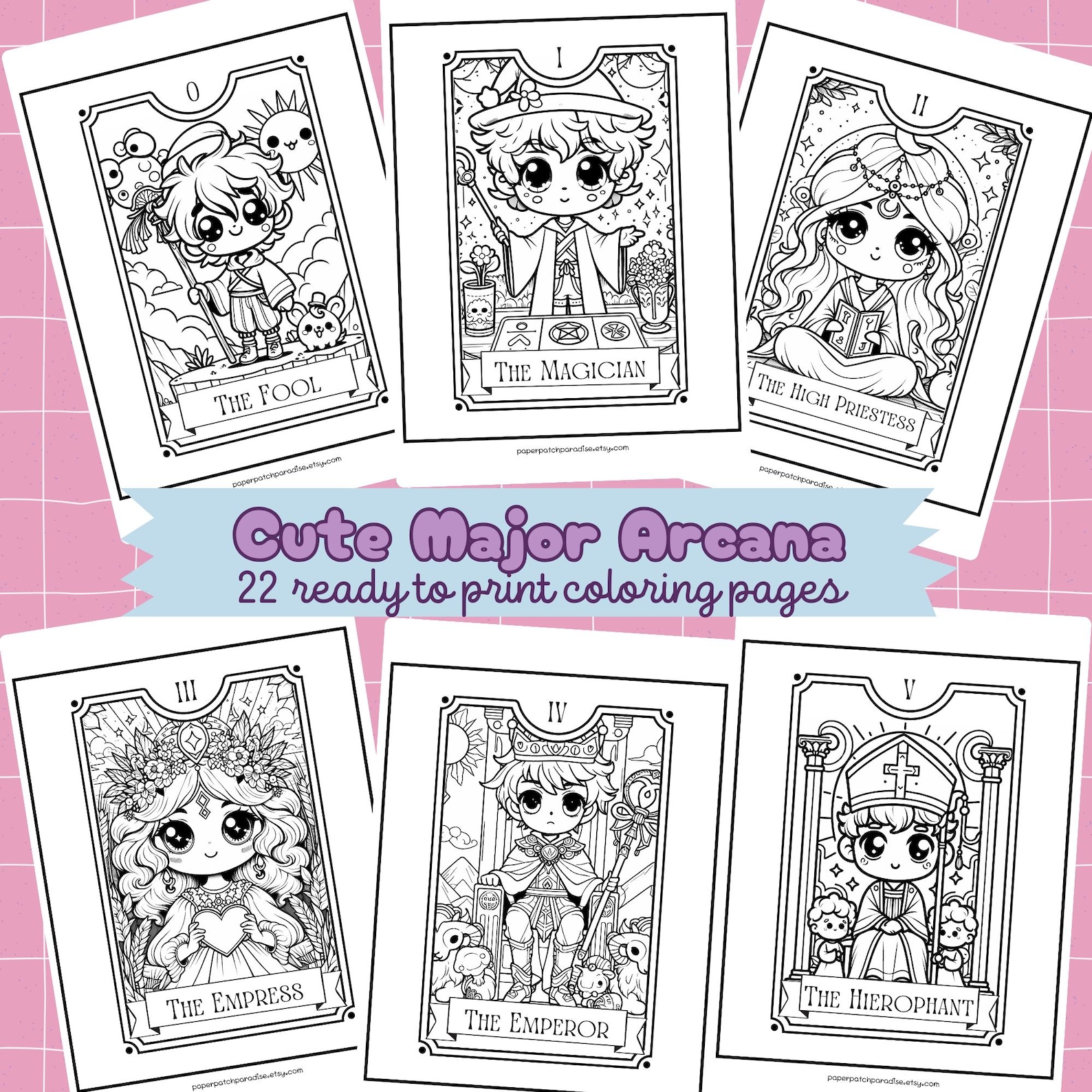 Tarot Card Coloring Pages Printable Kawaii Major Arcana Coloring Sheets ...