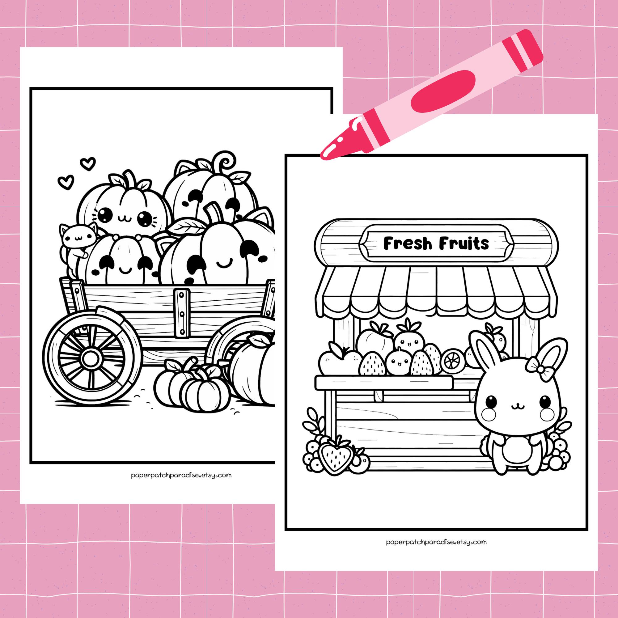 Cottagecore Coloring Pages Printable Kawaii Cottage Coloring Sheet Cute ...