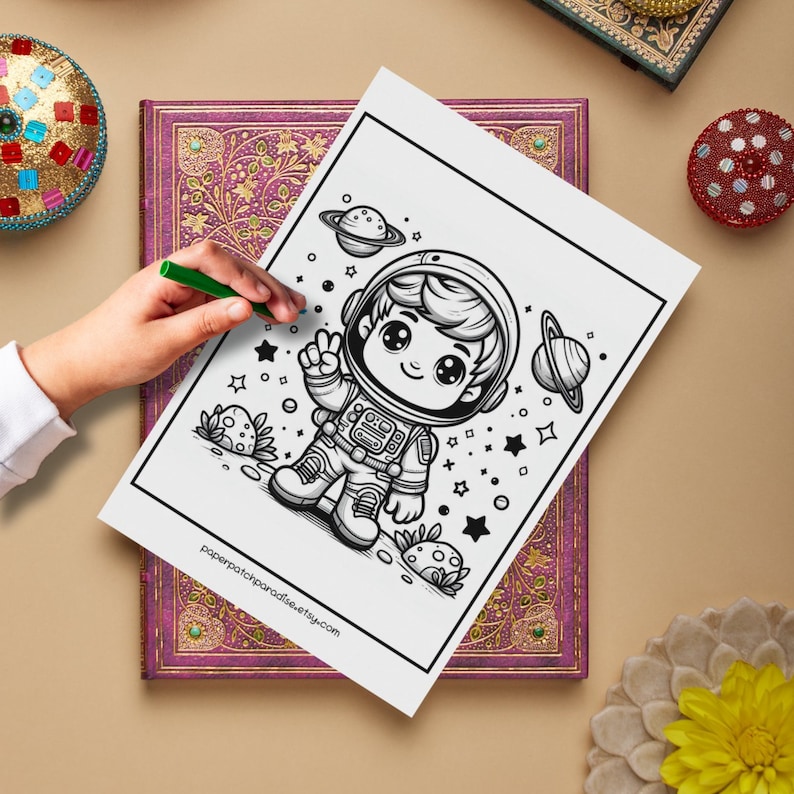 Space Coloring Pages Printable Astronaut Boy Coloring Sheets Instant ...