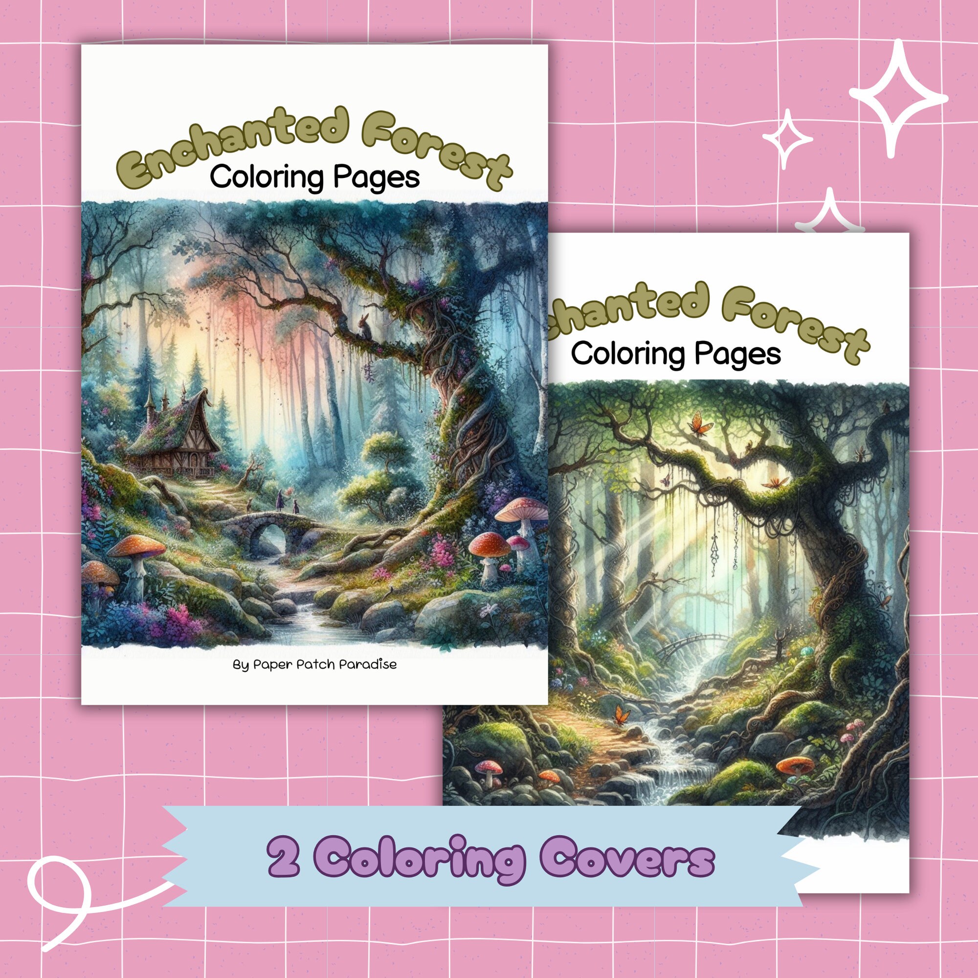 Enchanted Forest Coloring Pages Printable Grayscale Coloring Sheets ...