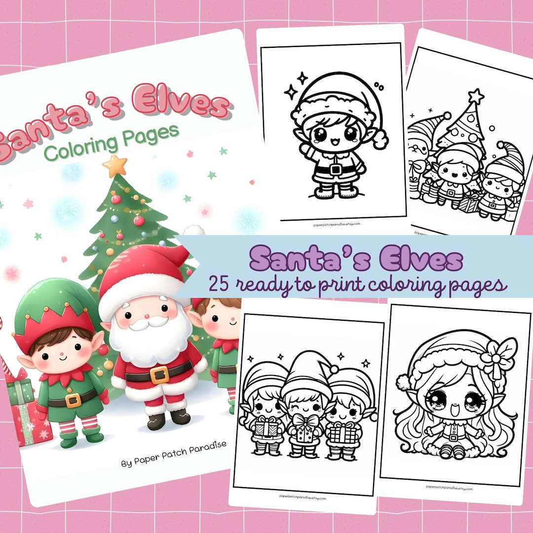 Santas Elves Coloring Pages Printable Cute Christmas Coloring Sheets ...