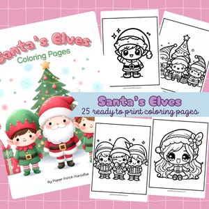 Santas Elves Coloring Pages Printable Cute Christmas Coloring Sheets ...