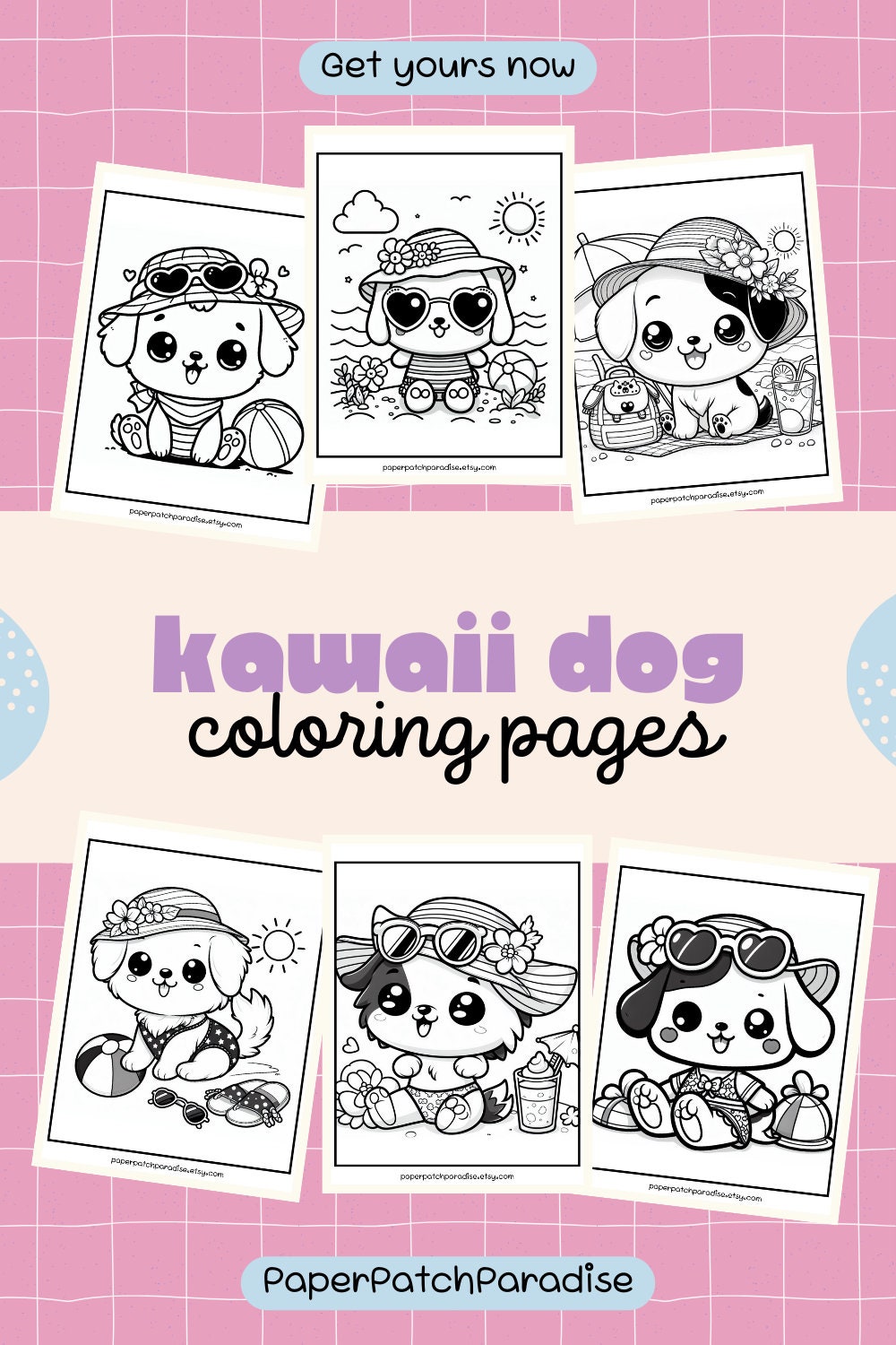 Summer Coloring Pages Printable Cute Dog Coloring Sheets Kawaii Beach ...