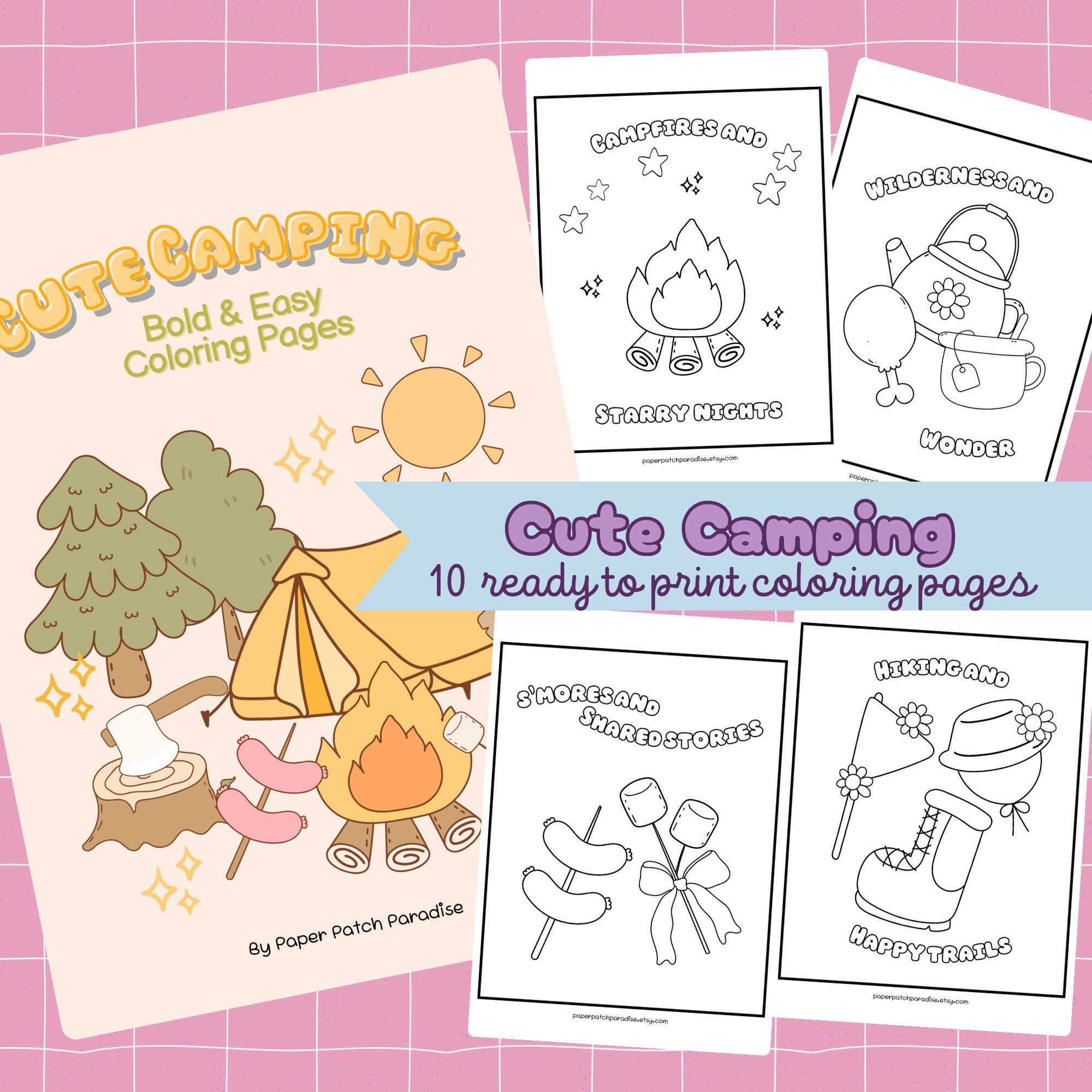 Cute Camping Coloring Pages Printable Bold Easy Coloring Sheets Nature ...
