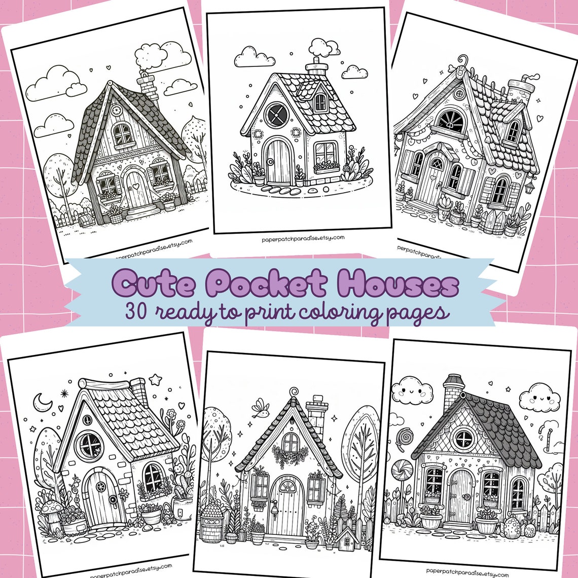 Pocket House Coloring Pages Printable Cute Tiny House Coloring Sheets ...