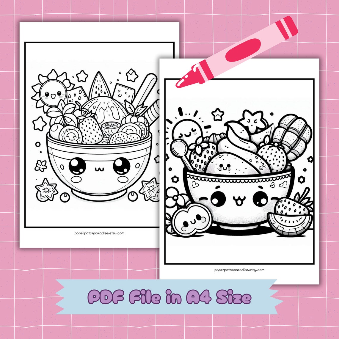 Summer Desserts Coloring Pages Printable Kawaii Food Coloring Sheets ...