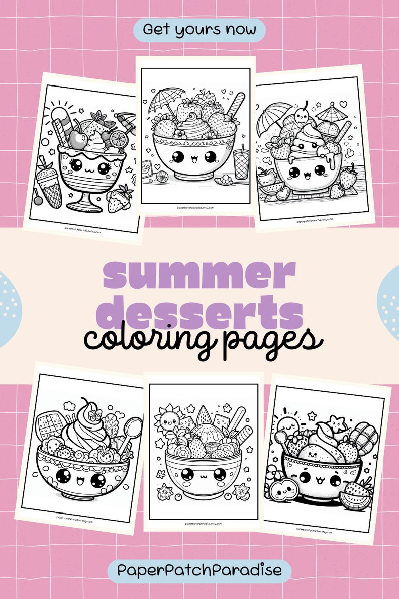 Summer Desserts Coloring Pages Printable Kawaii Food Coloring Sheets ...