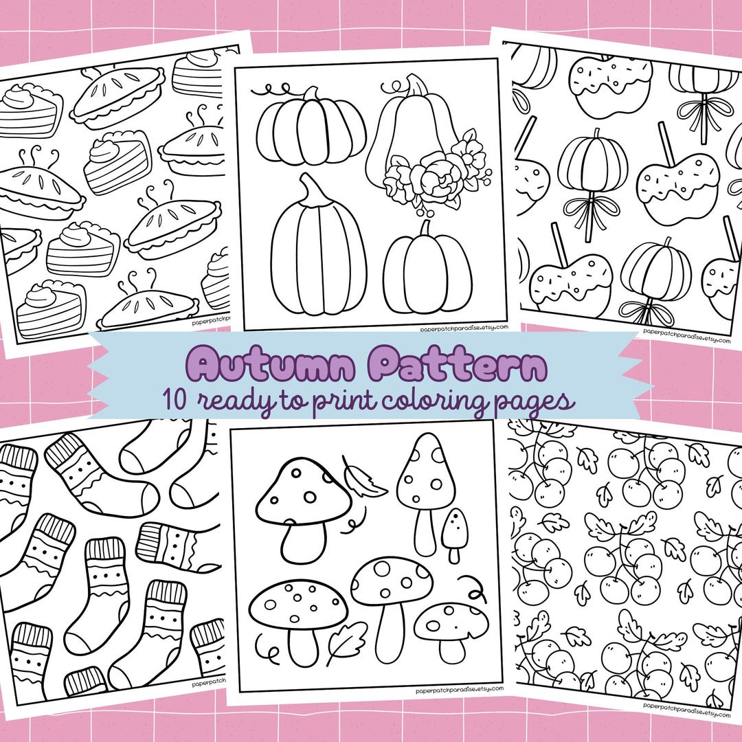 Autumn Pattern Coloring Pages Printable Fall Coloring Sheet Kids Cute ...