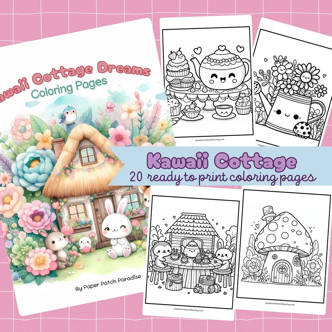 Cottagecore Coloring Pages Printable Kawaii Cottage Coloring Sheet Cute ...