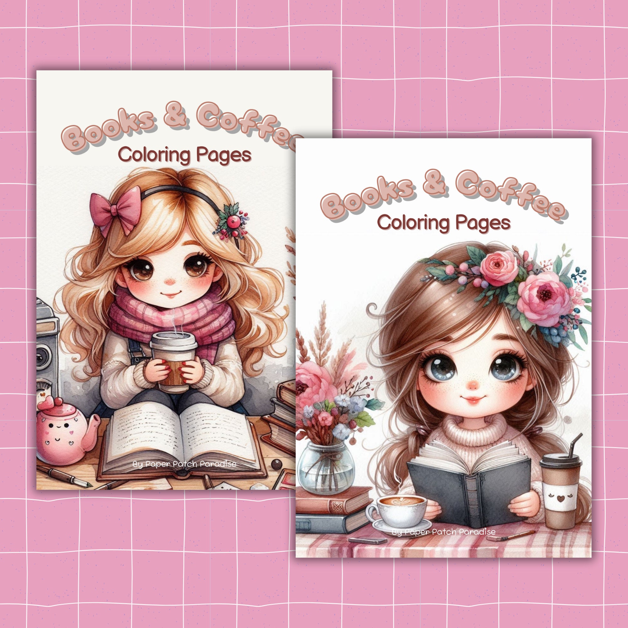 Books and Coffee Coloring Pages Printable Cute Cozy Girl Coloring ...