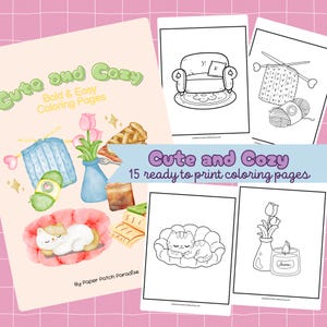 Bold and Easy Cute Cozy Coloring Pages Printable Stress Relief Coloring ...