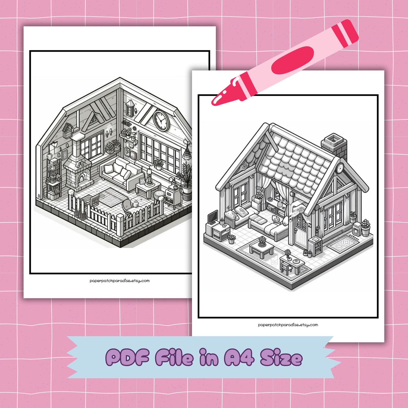 Tiny Cottages Coloring Pages Printable Cute Pocket House Coloring ...